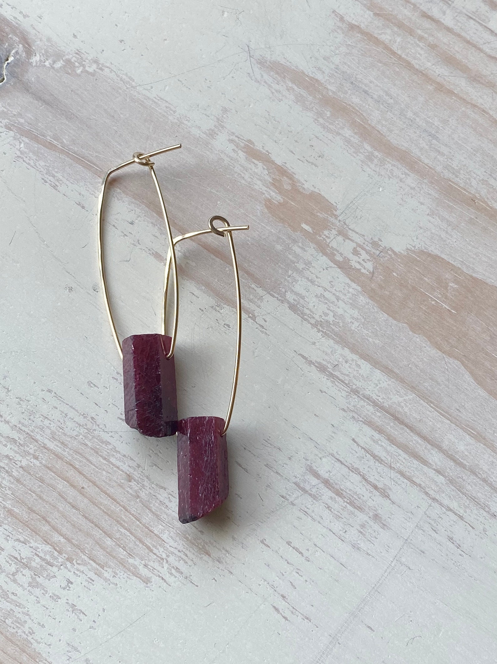 Ruby Earrings Raw Ruby Natural Hoops Ruby Jewelry Ruby Hoops | Etsy