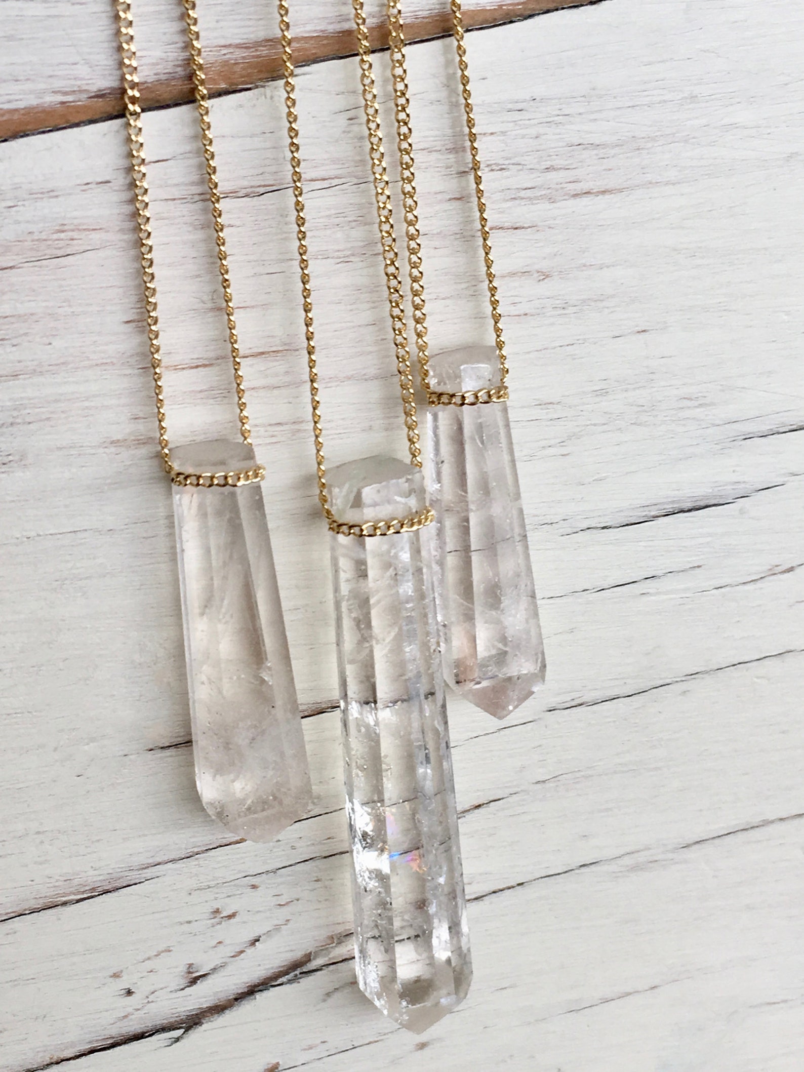 Crystal Quartz Pendant Necklace Point Pendant Necklace Crystal - Etsy