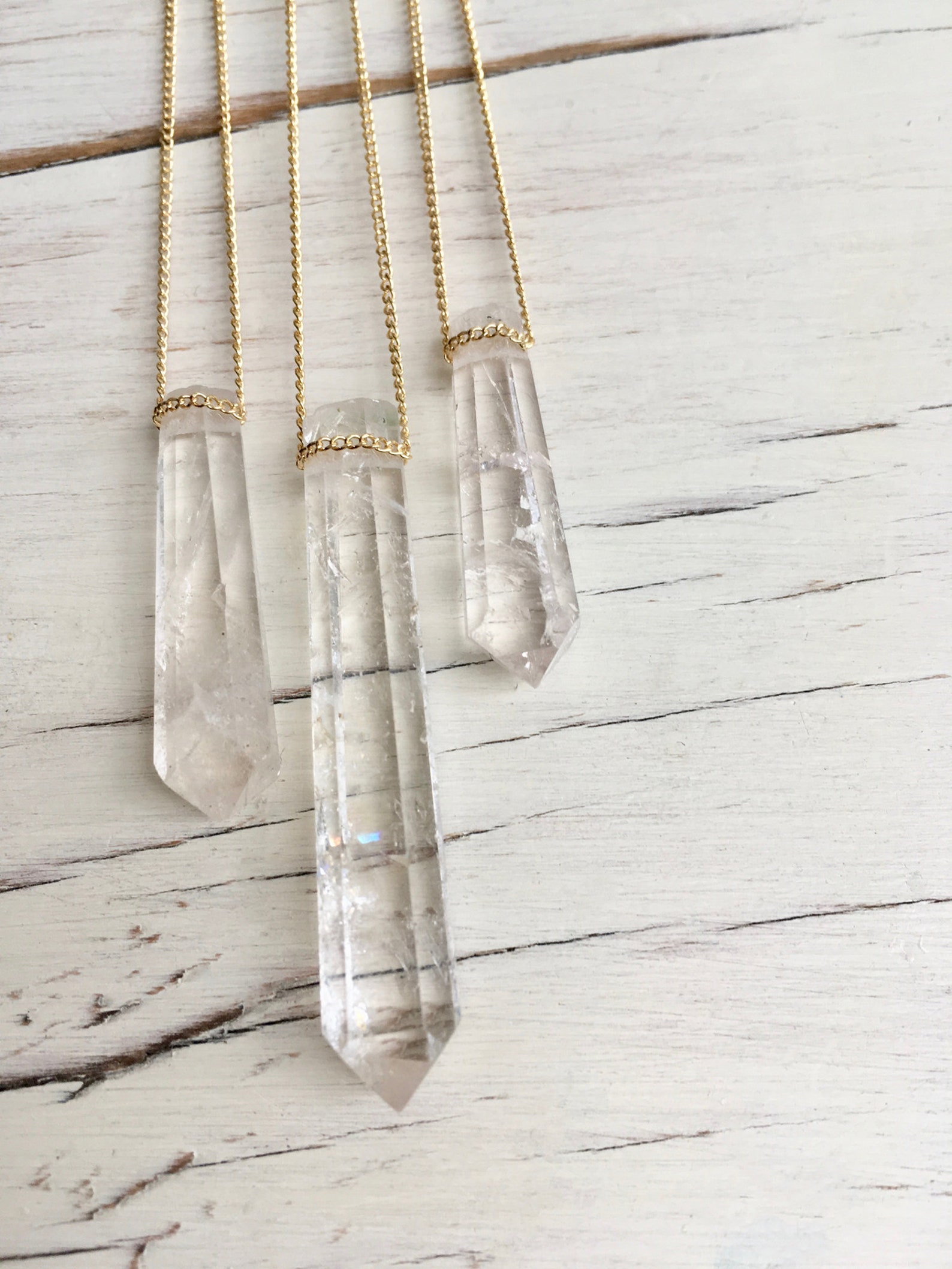 Crystal Quartz Pendant Necklace Point Pendant Necklace Crystal - Etsy