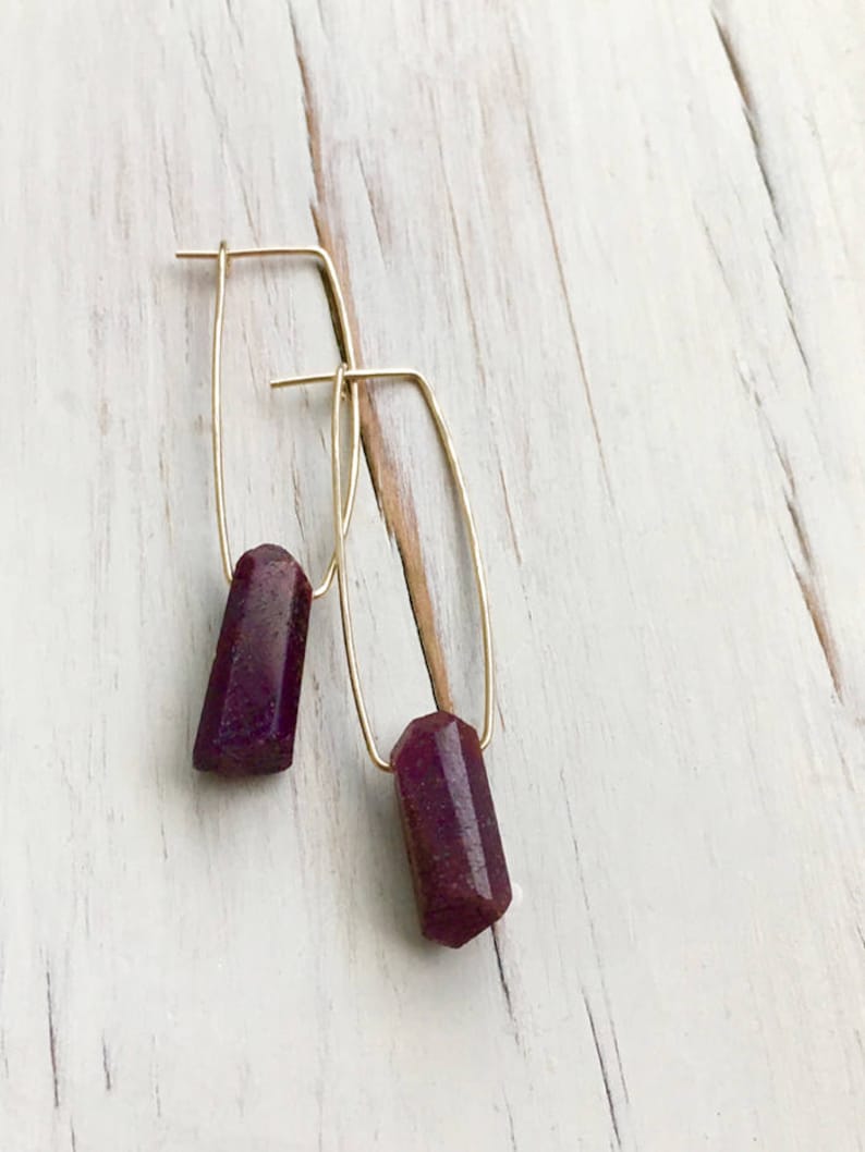 Ruby Earrings Raw Ruby Natural Hoops Ruby Jewelry Ruby Hoops - Etsy