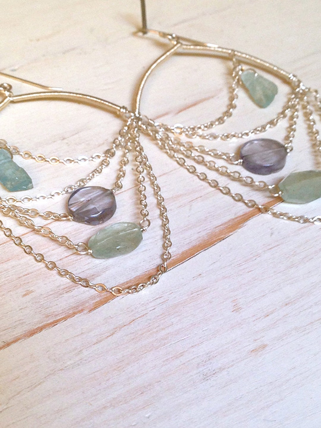 Aquamarine Sterling Silver Drape Earring Iolite Aquamarine Earring ...