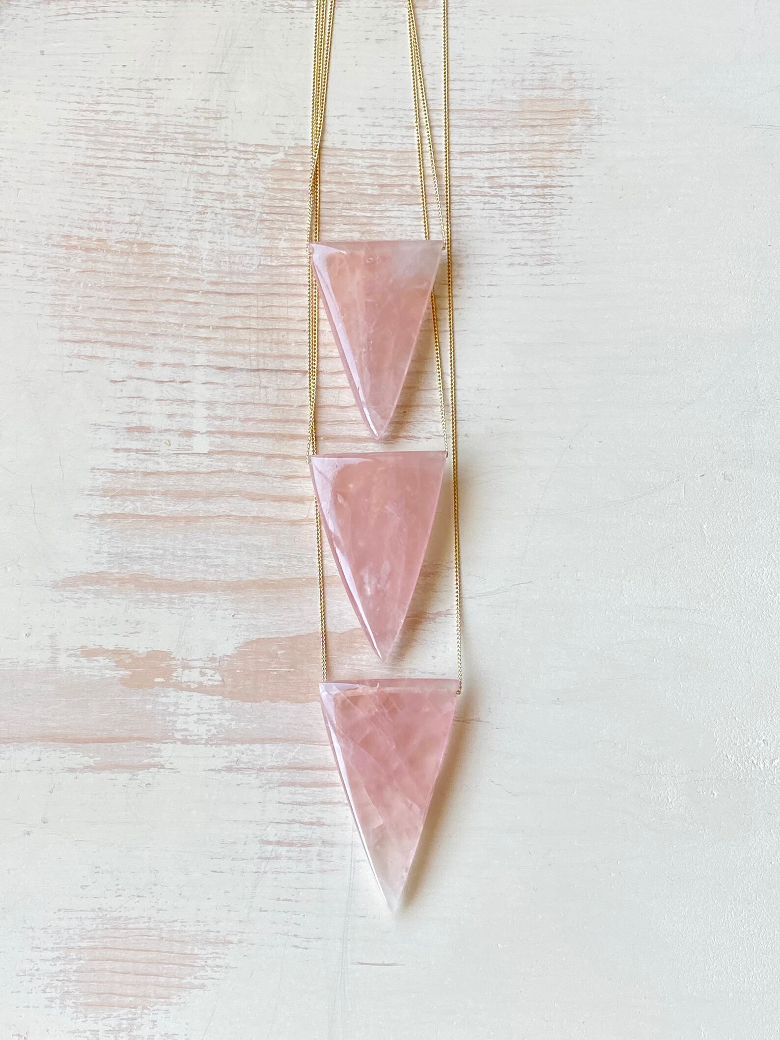 Rose Quartz Necklace Geometric Gemstone Necklace Rose Quartz Jewelry ...