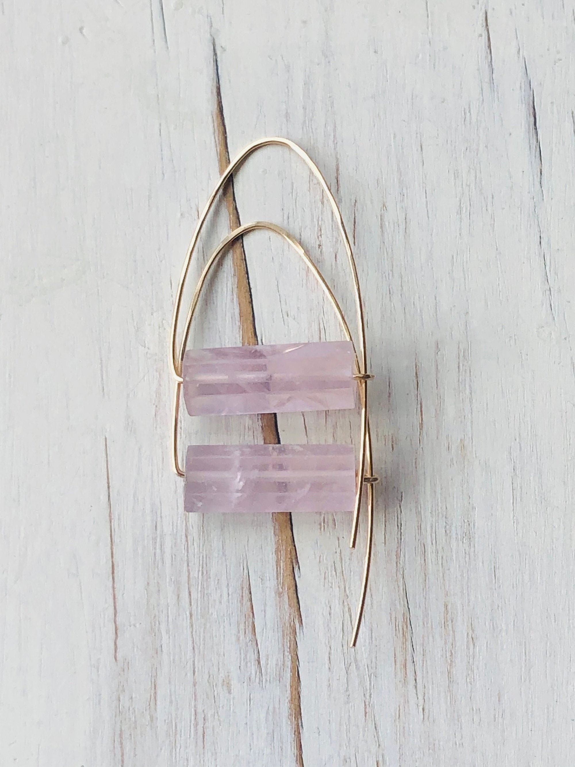 Rose Quartz Arc Hoop Rose Quartz Modern Hoop Rose Quartz - Etsy UK