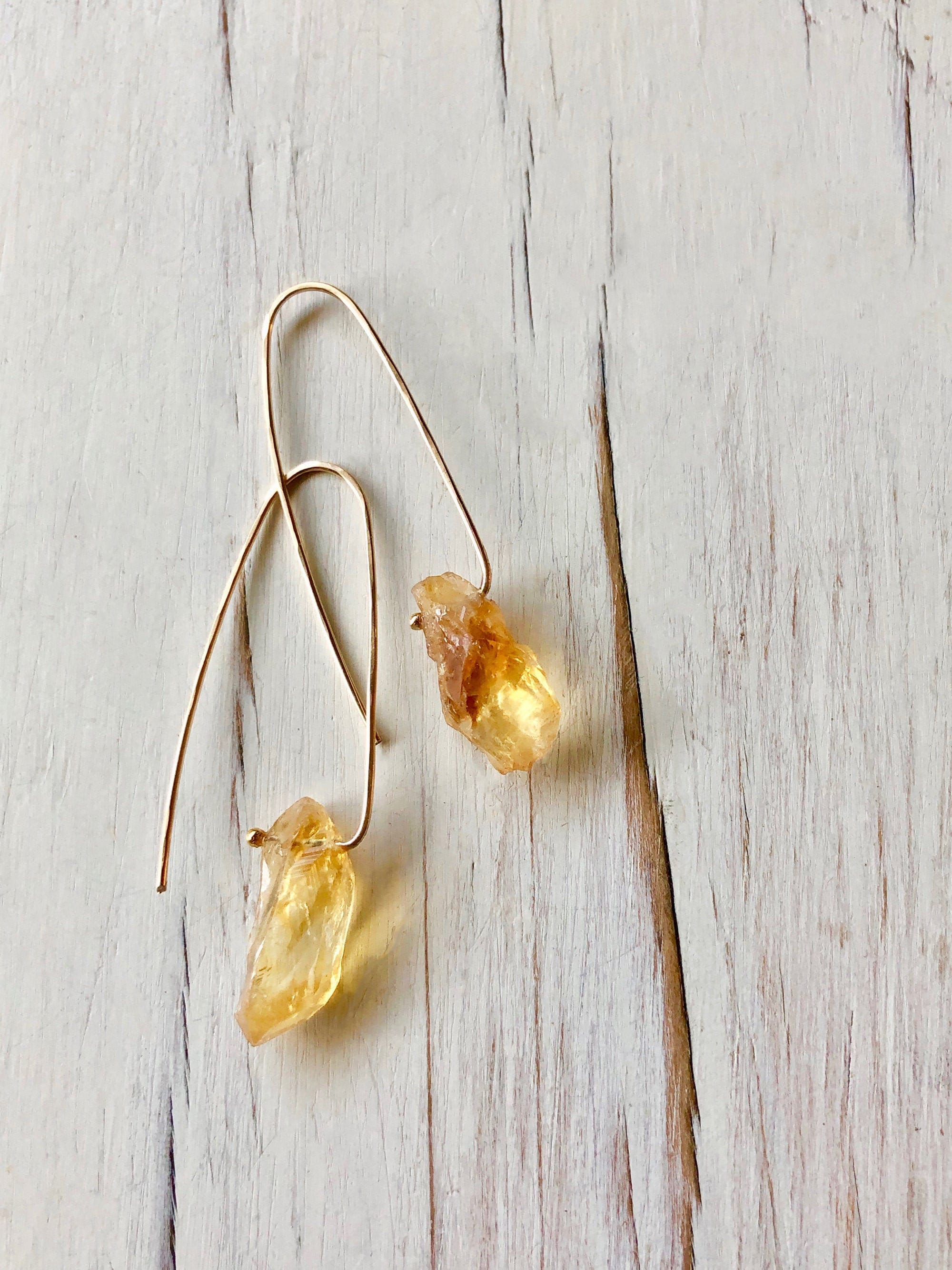 Citrine Earrings Citrine Raw Hoop Earring Citrine Jewelry - Etsy