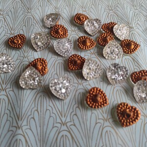 Vintage Heart Buttons | 24 Diamanté Buttons | Czech Glass 1950s | Rare ...
