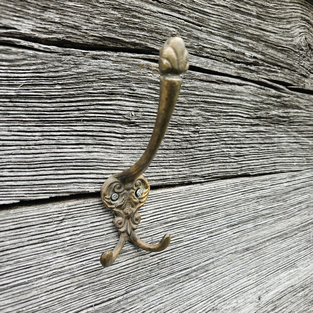 Vintage Single Wall Hook | Gold & Black Metal Double Hook Design | Coat ...