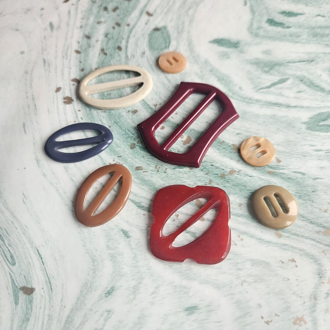 Celluloid Buckles Set of 8 Vintage Buckles Antique Plastic Belt Buckles ...
