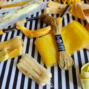 Vintage Craft Grab Bag Filled Home Sewing Box Mixed Haberdashery Yellow ...