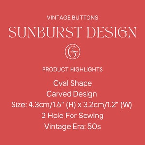 Sunburst Carved Buttons | Set of 2 Vintage Buttons | Brown Wood Effect ...