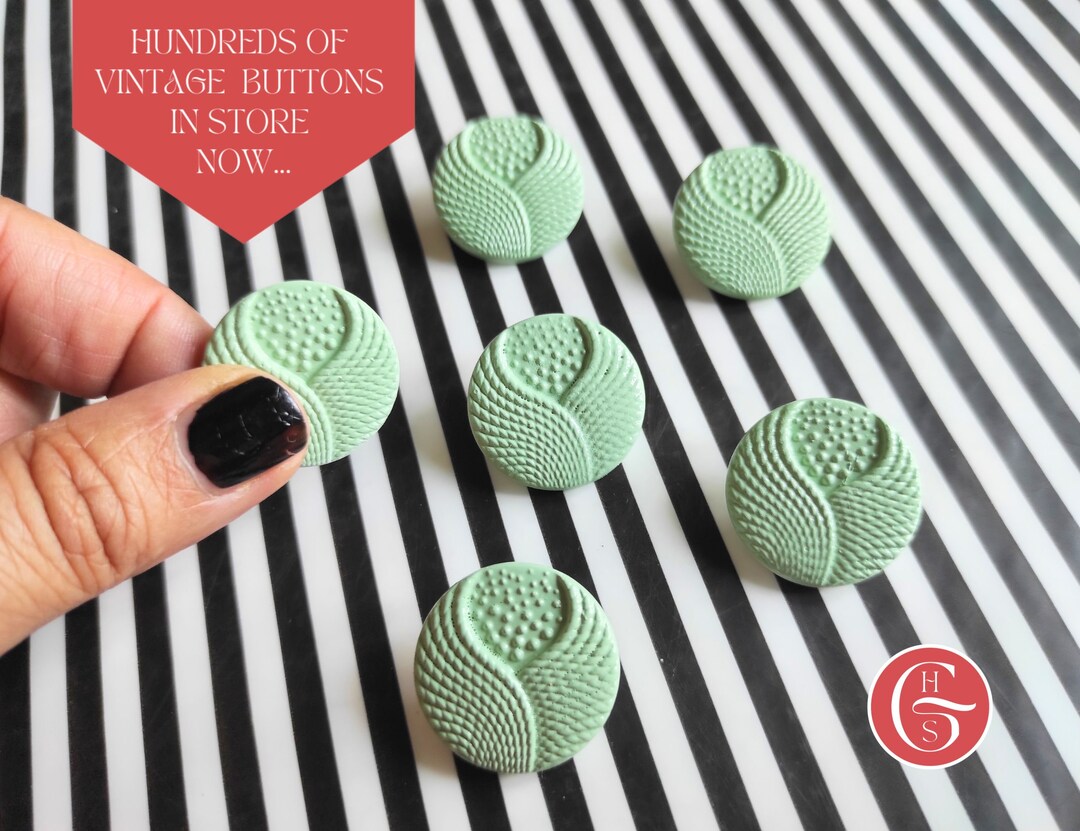 Vintage Art Deco Buttons Set X 6 Hand-pressed Czech Glass Buttons 50s ...