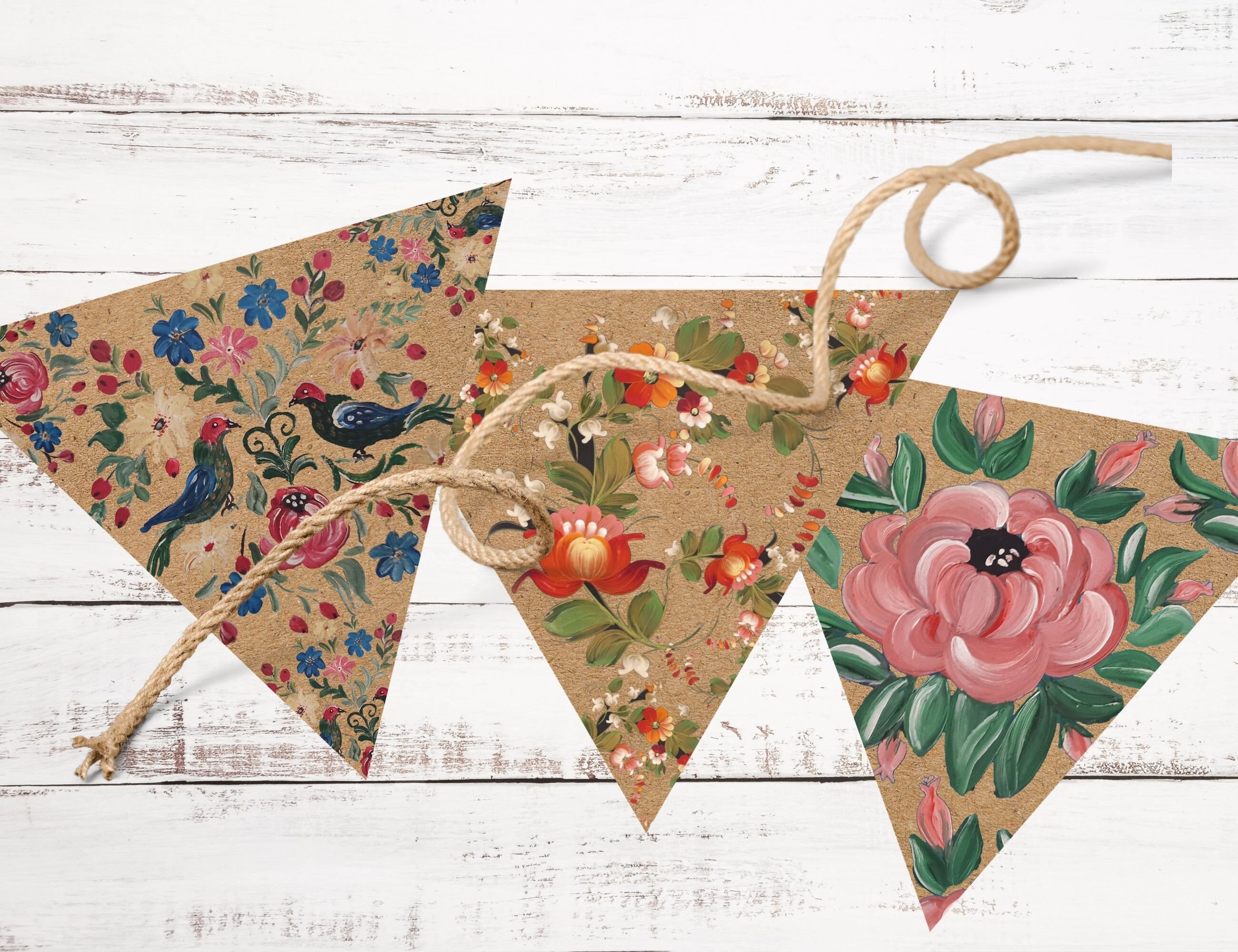 Boho Floral Mix Bunting DIY Vintage Party Bunting Vintage | Etsy