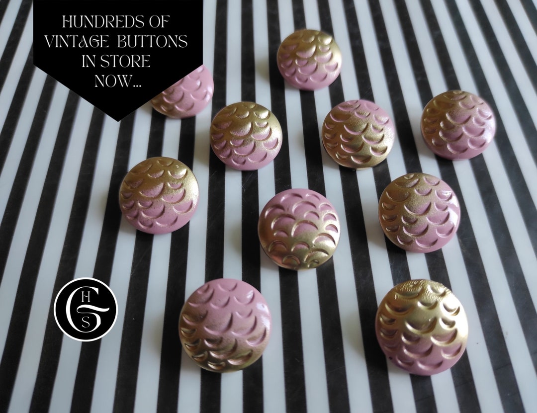 Vintage Hand Painted up Cycled Buttons | Set of 6 Hand Pressed Two Tone ...