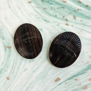 Sunburst Carved Buttons | Set of 2 Vintage Buttons | Brown Wood Effect ...