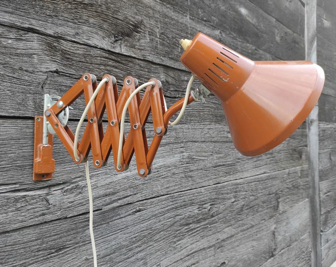 Vintage Scissor Wall Lamp | Orange Articulated Extendable Sconce (44–90 ...