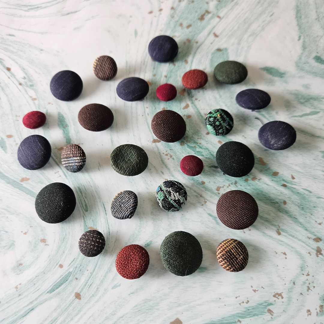 26 Fabric Buttons | Set of Vintage Buttons | Boucle Fabric Buttons ...