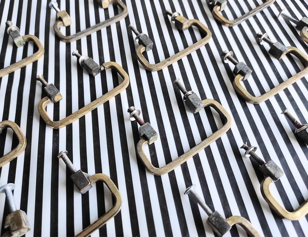 Vintage Brass Drawer Handles Set | 14 X Sleek Metal Swing Pulls ...