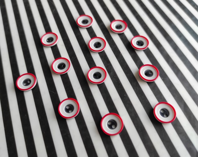 Tri Coloured Buttons | Concentric Circle Buttons | Set of 12 Plastic ...