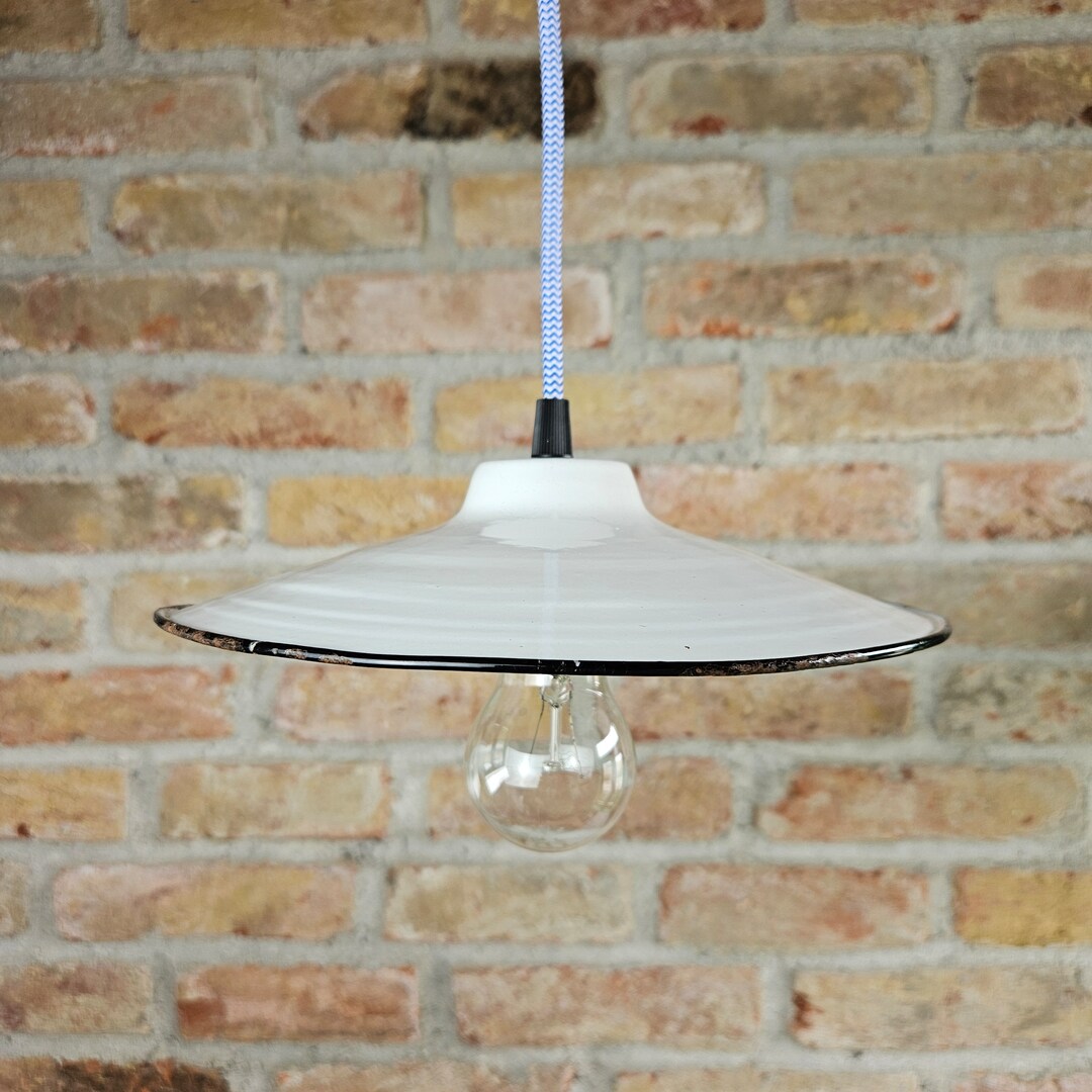 Vintage Enamel Pendant L 50s Industrial Metal Light Shade | Minimalist ...
