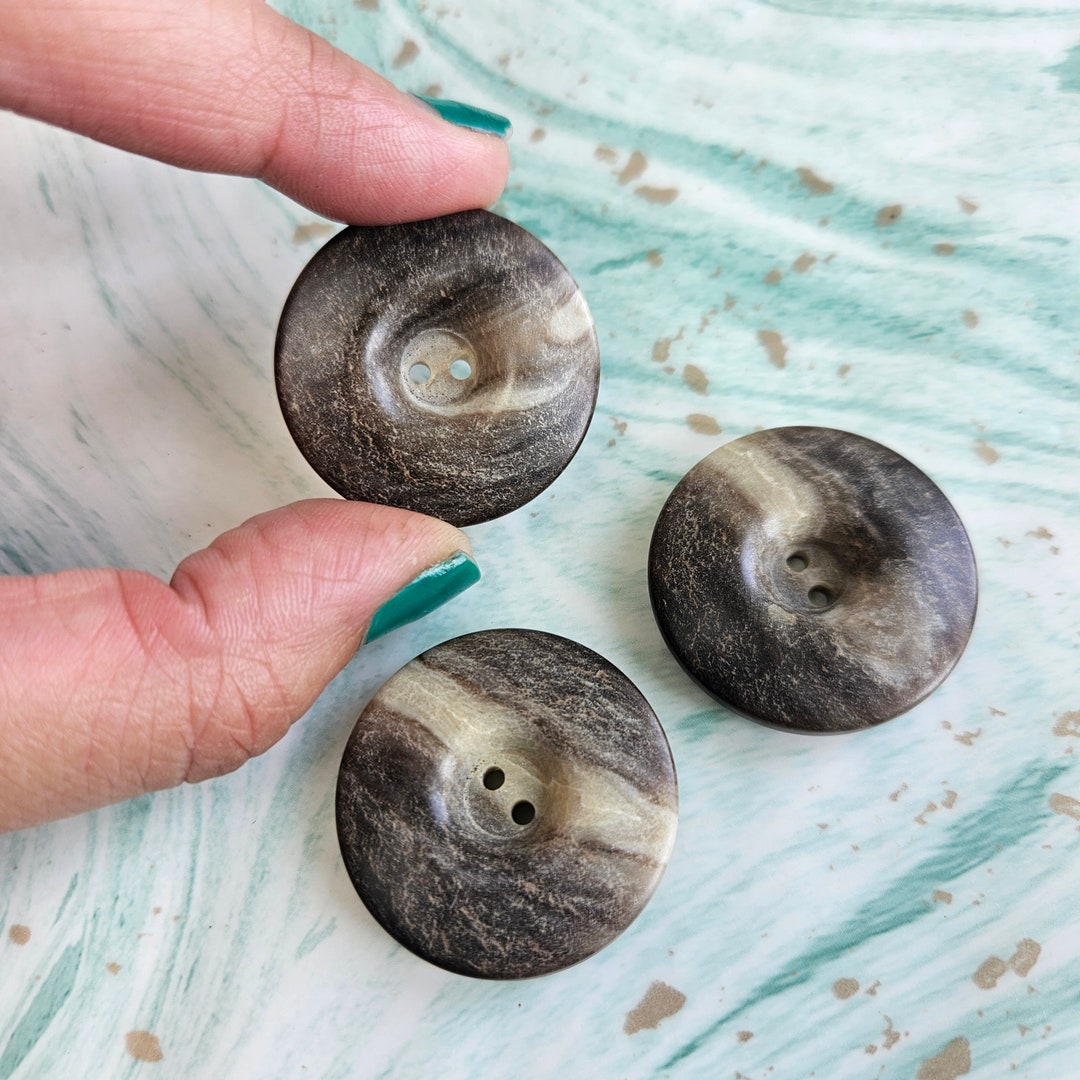 Vintage Marble Effect Buttons | Set of 3 Grey Black Cream Buttons ...