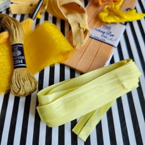 Vintage Craft Grab Bag Filled Home Sewing Box Mixed Haberdashery Yellow ...