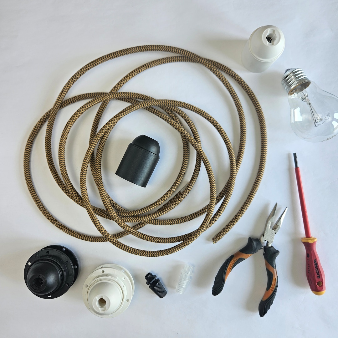 Custom Textile Cable Lamp Kit | 3 Core DIY Electrical Fabric Flex | Duo ...