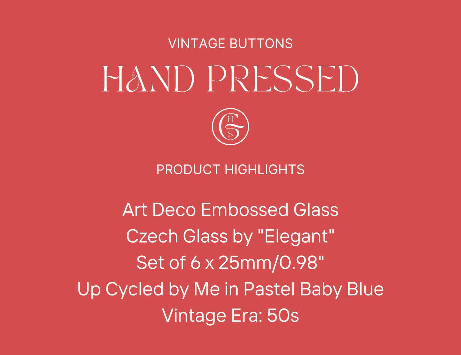 Vintage up Cycled Art Deco Buttons | Set of 6 Hand Pressed Czech Glass ...