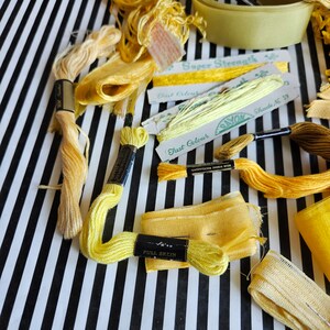 Vintage Craft Grab Bag Filled Home Sewing Box Mixed Haberdashery Yellow ...