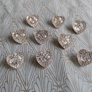 Vintage Heart Buttons | 24 Diamanté Buttons | Czech Glass 1950s | Rare ...