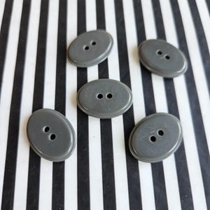 Grey Oval Buttons | Concentric Circle Buttons | Set of 5 Lead Grey ...