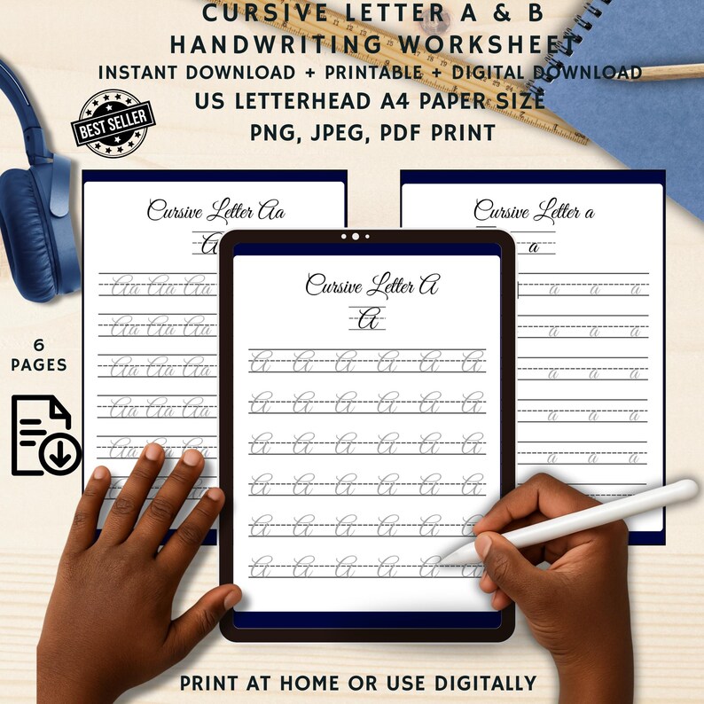 Cursive Letter A and B Handwriting Practice Booklet, Simple Style ...