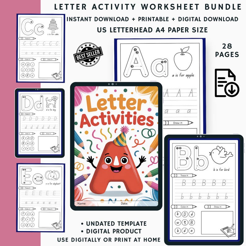 Printable Letter Activity Worksheets Bundle | Alphabet Practice for ...
