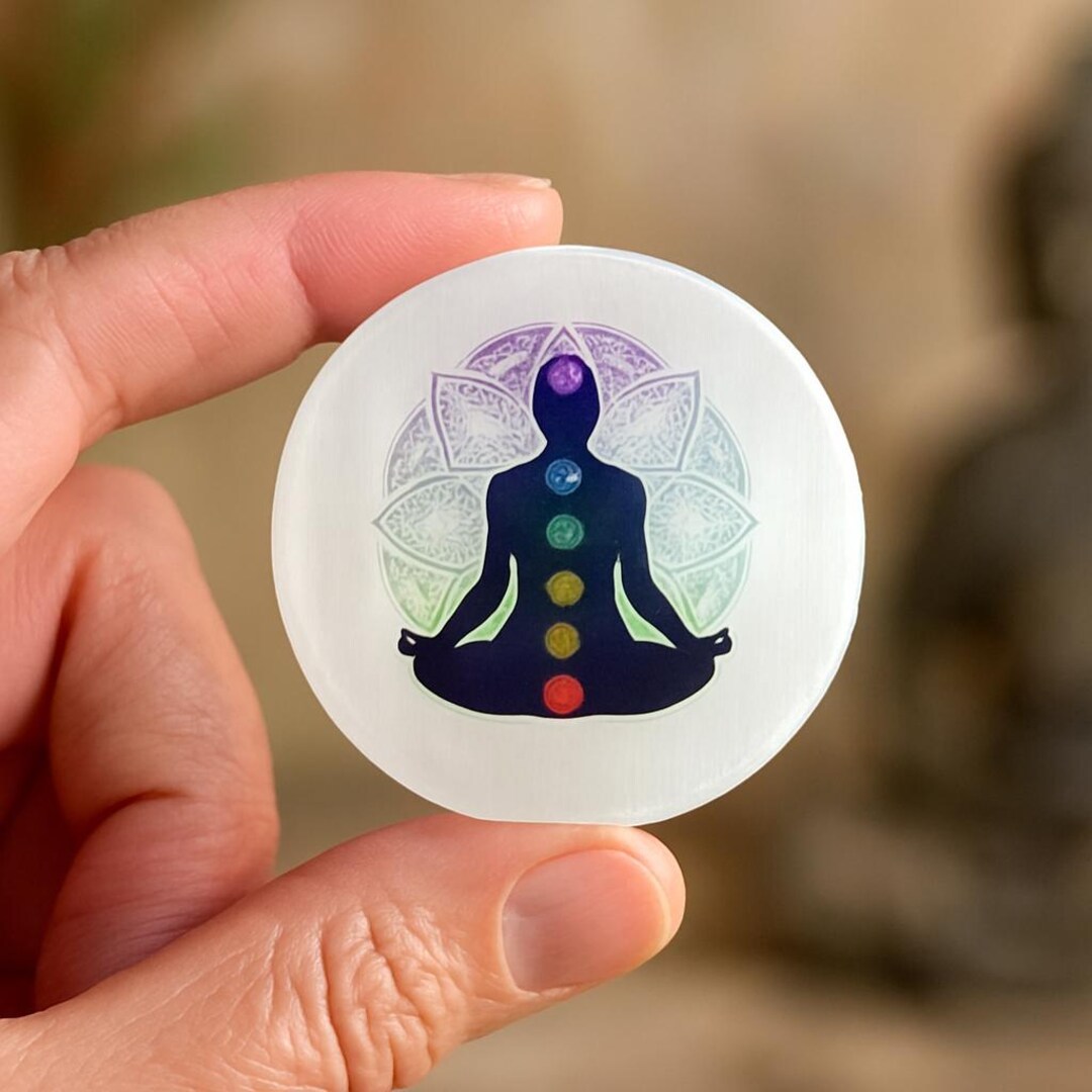 Handmade Sacred Chakra Energy Plate | Selenite Healing Stone ...