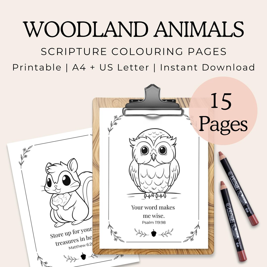 Woodland Animals Scripture Coloring Pages | Bible Verse Coloring Book ...