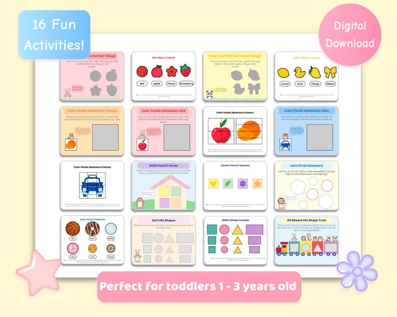 Toddler Busy Book Printable | Color & Shape Matching for Ages 1-3 ...