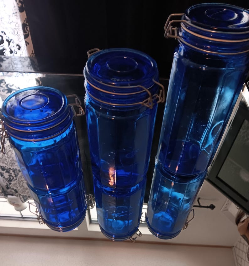 Vintage Cobalt Blue Storage Canister Set - Etsy