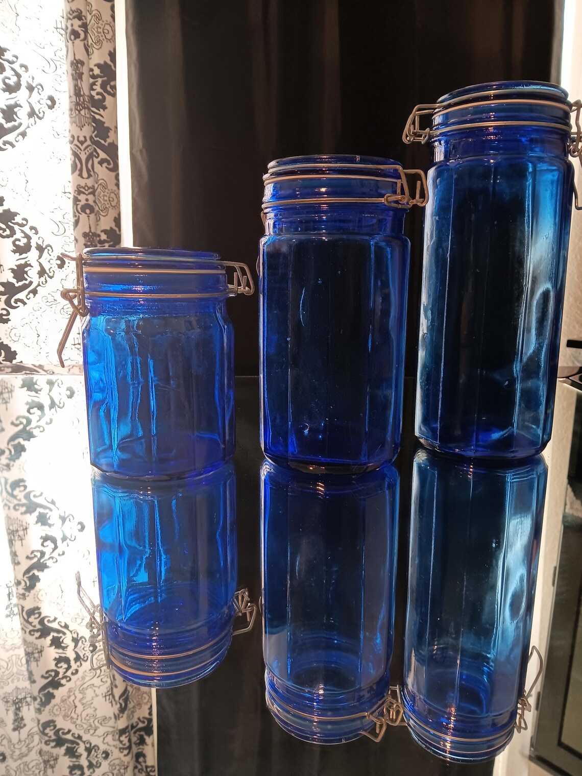 Vintage Cobalt Blue Storage Canister Set - Etsy
