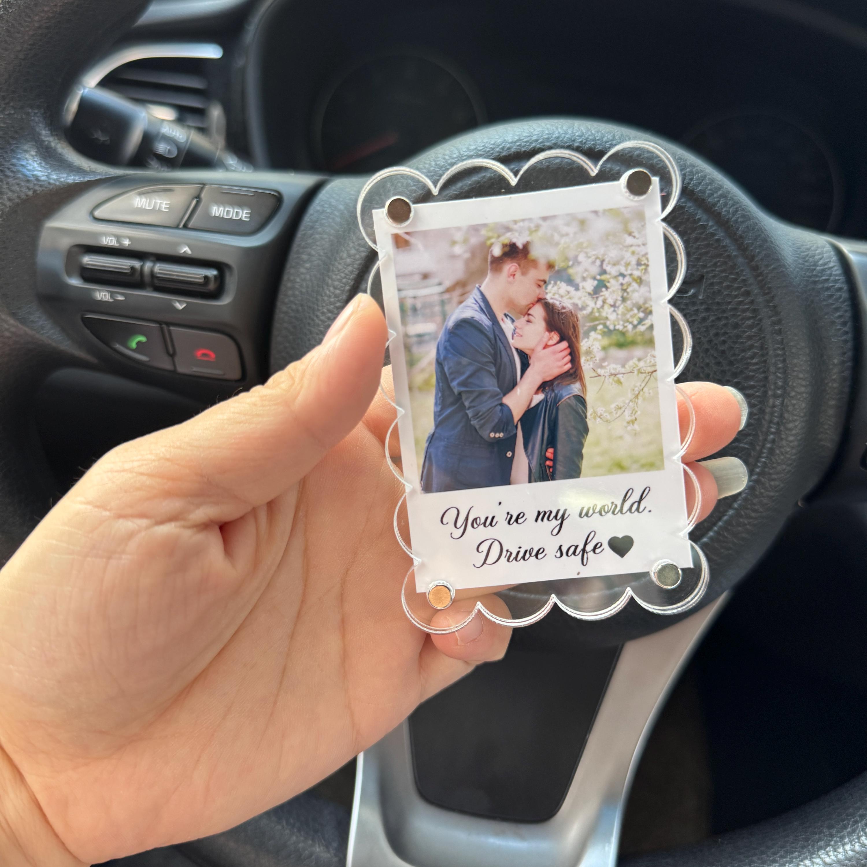 Personalized Photo Car Visor Clip, Custom Car Photo Frame, Drive Safe ...
