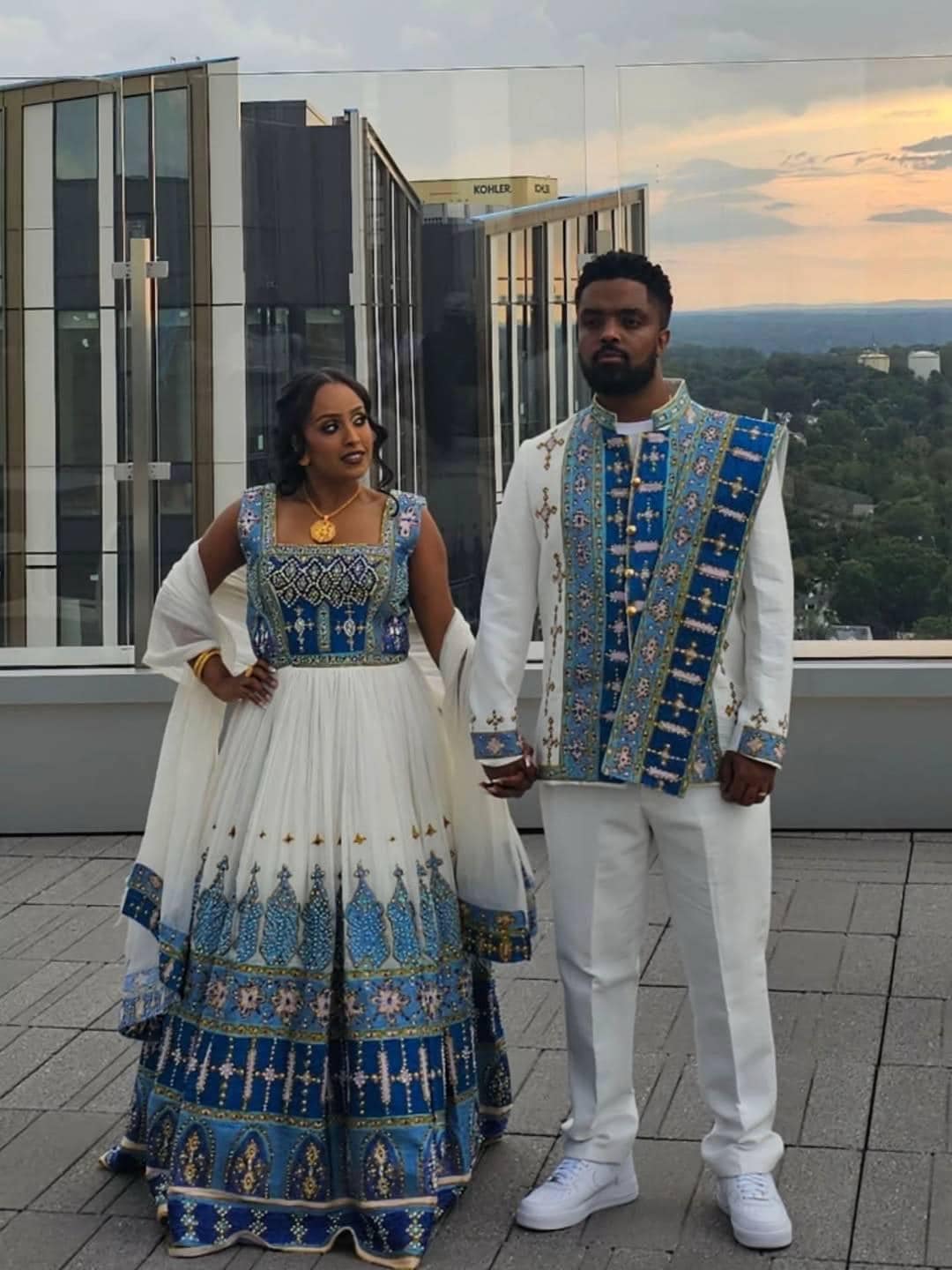 Ethiopian & Eritrean Couple Outfit Set | Habesha Kemis and Men’s ...