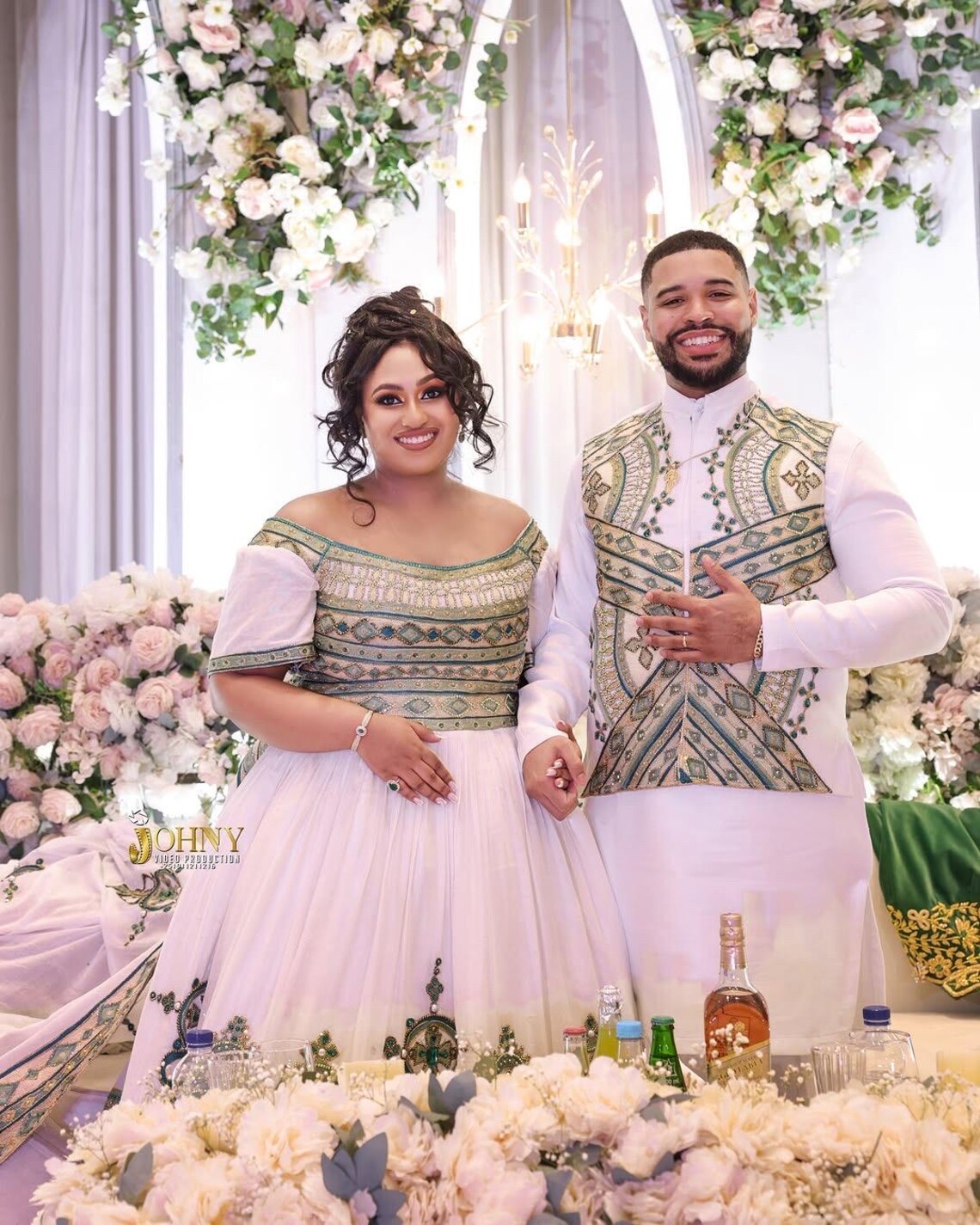 Ethiopian & Eritrean Couple Outfit Set | Habesha Kemis and Men’s ...