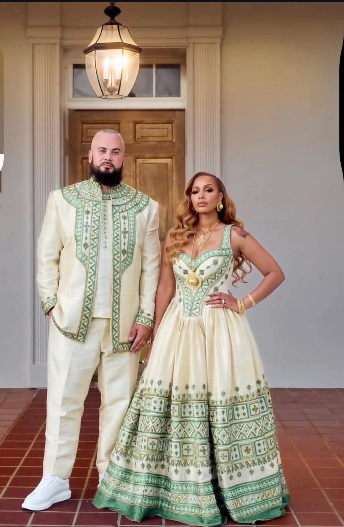 Ethiopian & Eritrean Couple Outfit Set | Habesha Kemis and Men’s ...
