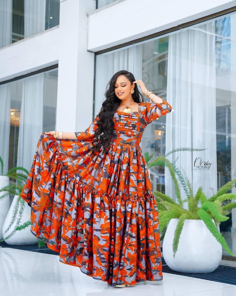 Chiffon Kemis | Handcrafted Ethiopian and Eritrea Chiffon Dresses - Etsy