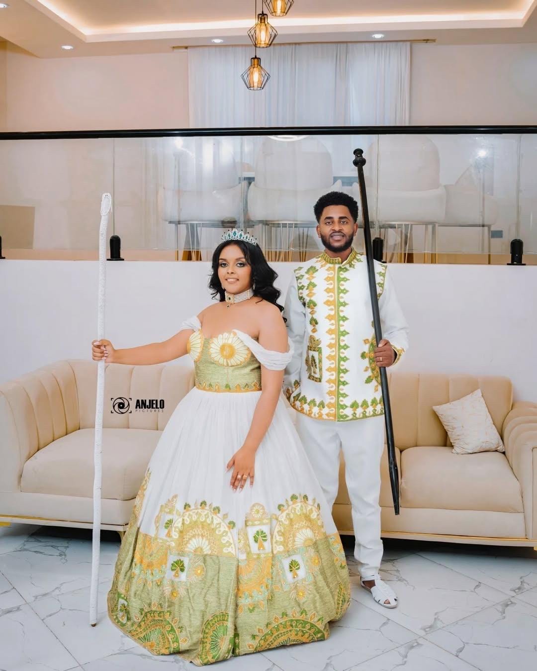 Ethiopian & Eritrean Couple Outfit Set | Habesha Kemis and Men’s ...