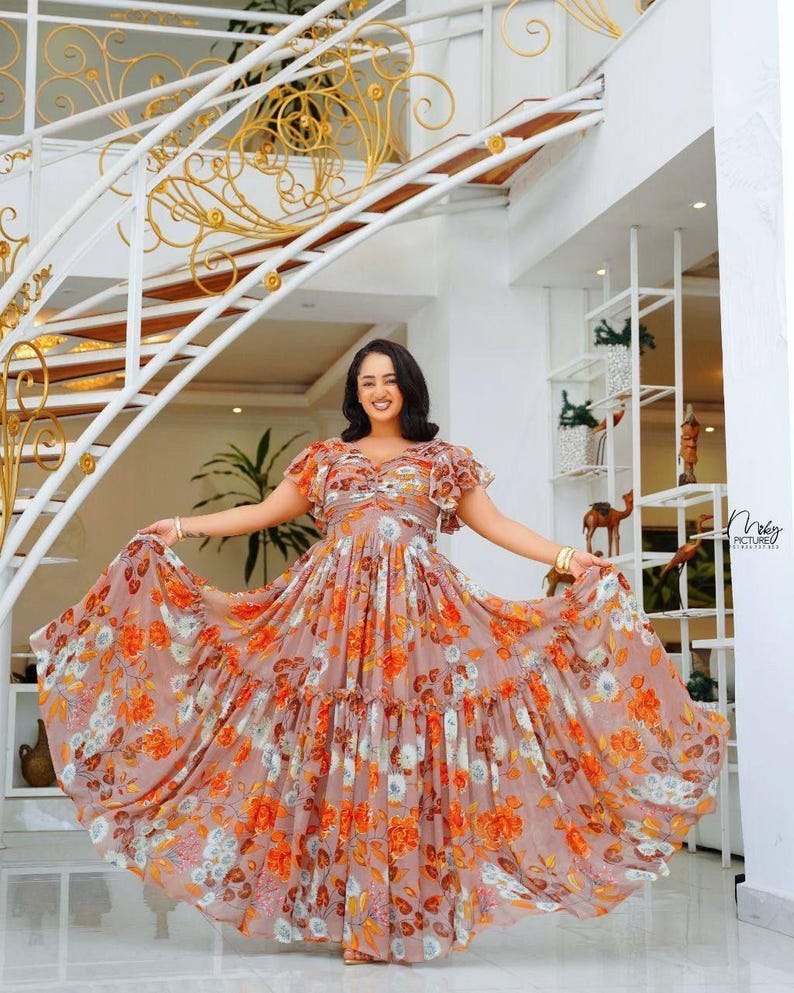 Chiffon Kemis | Handcrafted Ethiopian and Eritrea Chiffon Dresses - Etsy