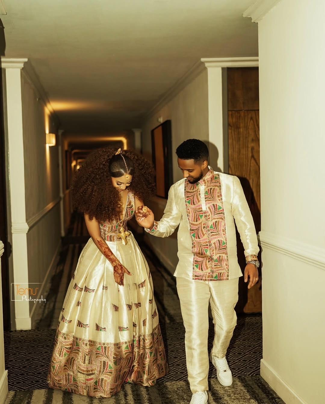 Ethiopian & Eritrean Couple Outfit Set | Habesha Kemis and Men’s ...