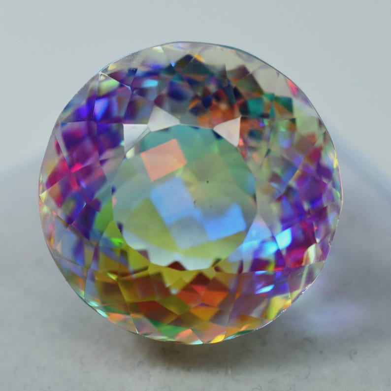 Certified Magical Quartz 30 Ct AA+ Rainbow Color Mystic Topaz Round ...