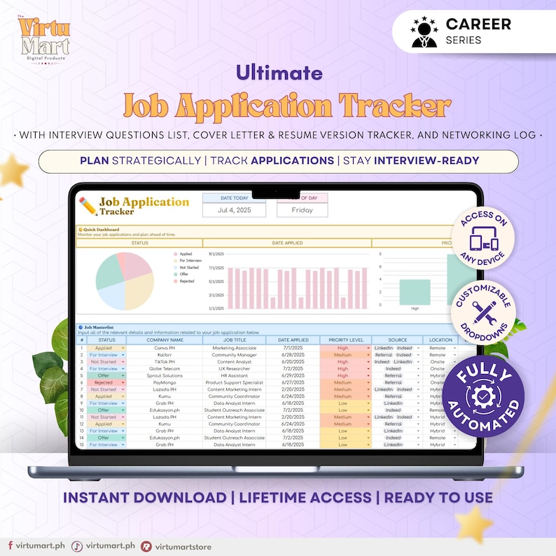 Ultimate Job Application Tracker Planner Interview Prep Resume Cover ...