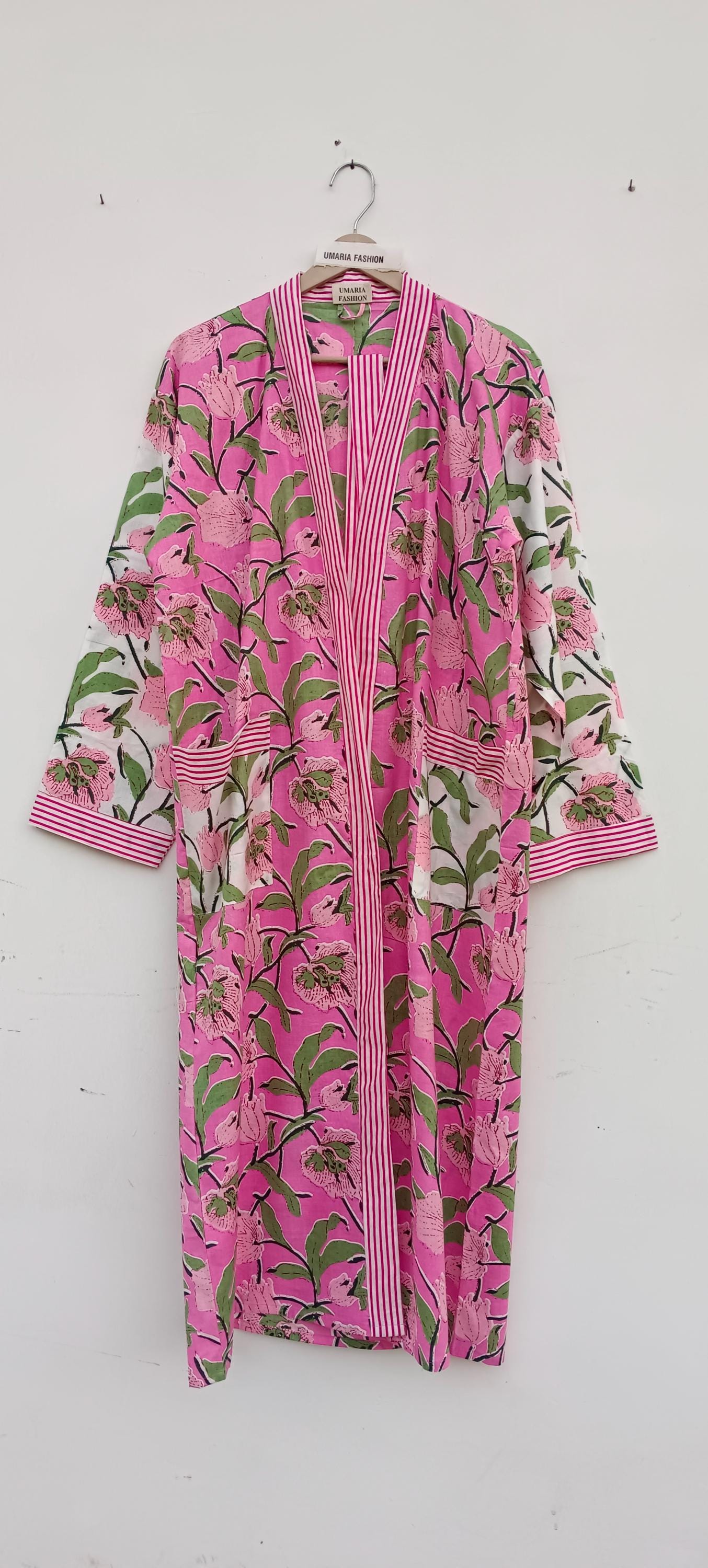 Cotton Kimono Robes Dressing Gown,block Print Bridesmaid, Summer ...
