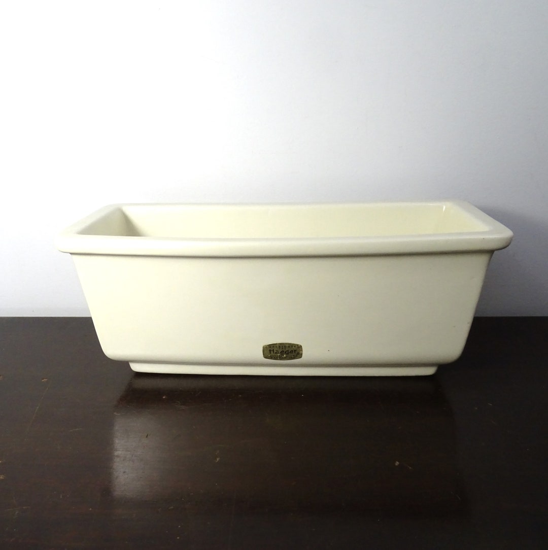 Vintage 50s Large Rectangle Ceramic Planter Pot, Haeger Pottery White ...