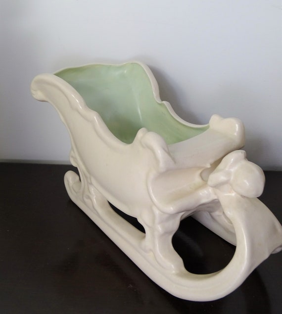 Extra Large White Sleigh Heavy Weight Ceramic Santa Sled - Etsy