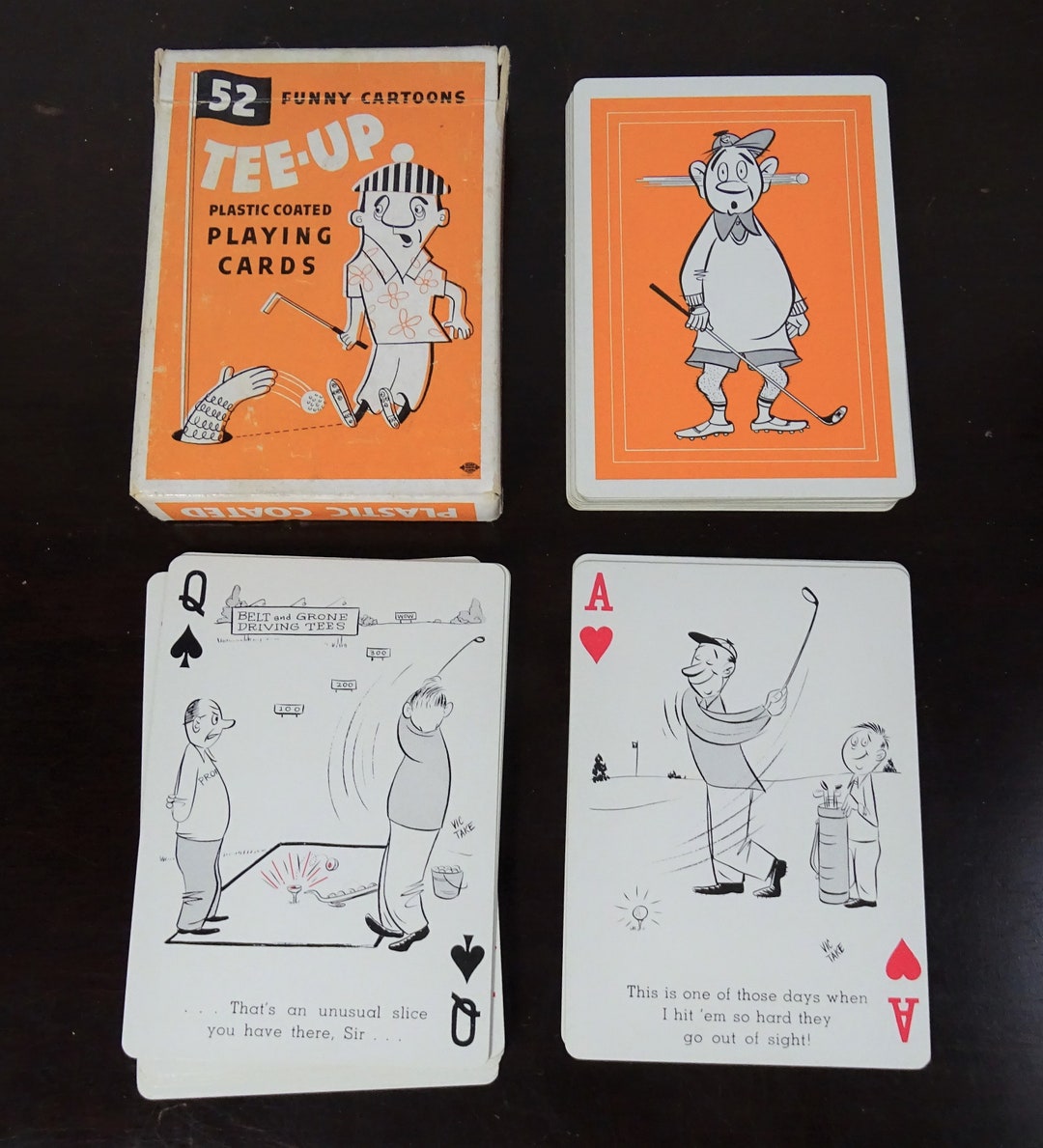 Golf Playing Cards, Funny Cartoon Cards, Pack of Golf Ball Tee Game ...